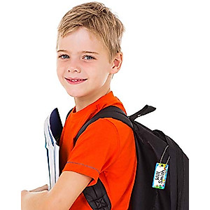 Child ID Bag Tags, Write-On Kids Name Tags for Backpack, Lunchbox & Diaper Bag, Great for Preschool & Daycare, Pack of 6 (Blue Ocean)