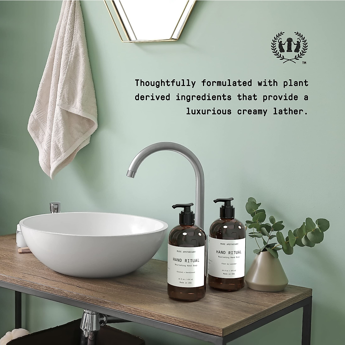 Muse Apothecary Hand Ritual - Aromatic and Nourishing Hand Soap, Infused with Natural Aromatherapy Essential Oils - 16 oz, Fleur du Lavender, 3 Pack