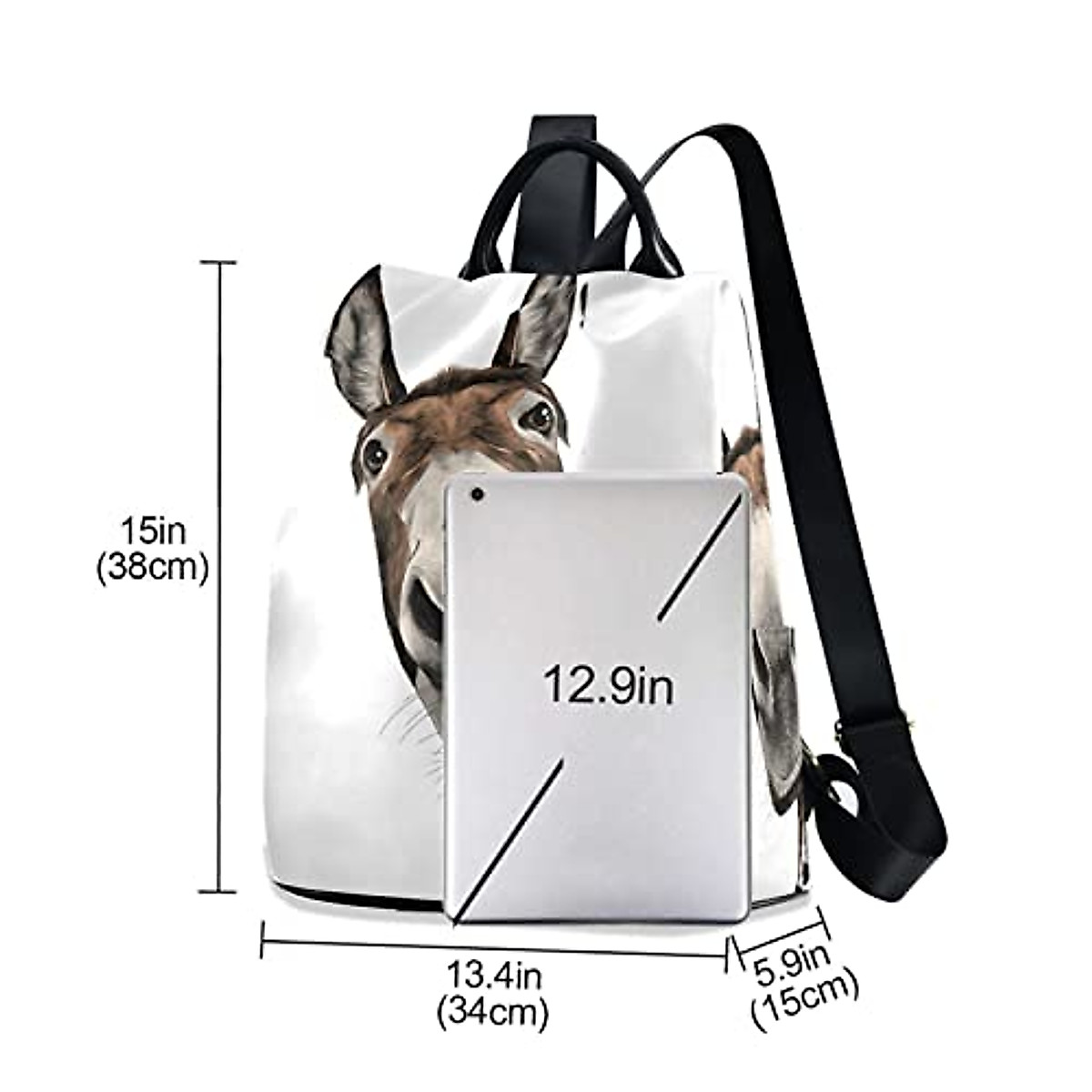 OTVEE Funny Donkey Animals Backpack Purse for Women Anti-theft Fashion Ladies Back Pack Casual Travel Bag
