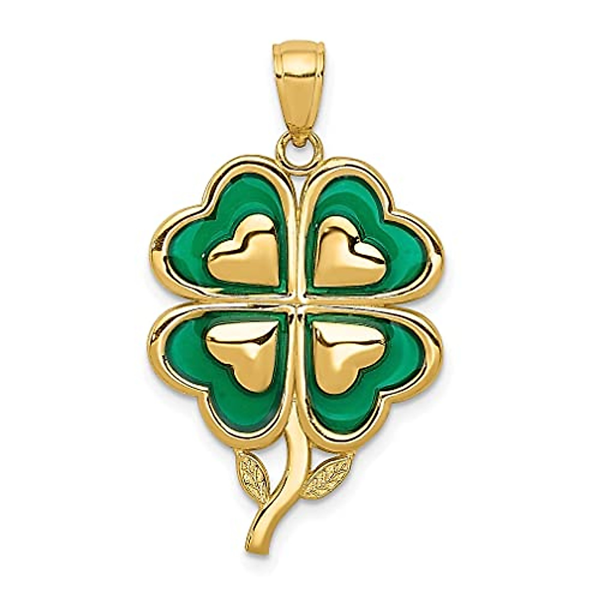 IceCarats 14K Yellow Gold 4 Leaf Lucky Clover Shamrock Flower Necklace Heart Claddagh Celtic Charm Pendant Irish Jewelry 32mm x 20mm Only