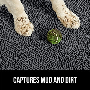 Gorilla Grip Soak Stopper Washable Chenille Dog Doormat, Muddy Paws, Dogs Bed Mats, Rubber Backing, Absorbent Quick Dry Microfiber, Inside Front Door Mat, 48x30, Charcoal