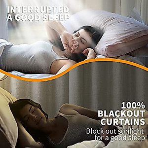 YoungsTex Linen 100% Blackout Curtains for Bedroom 63 Inches Length 2 Panels, Thermal Insulated Linen Textured Full Room Darkening Curtains for Living Room Back Tab and Rod Pocket, 52 X 63 Inch, Beige