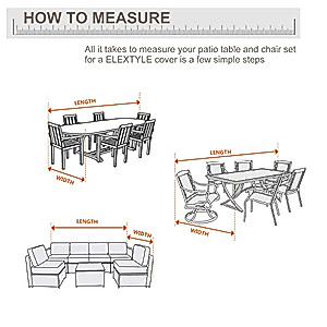 ELEXTYLE Rectangle Outdoor Dining Table and 7-9 Chairs Set Cover for Patio Furniture 600D Oxford Weather-Proof 109" L X 84" W X 32" H Outside Table Covers Rectangle Anti-Fading