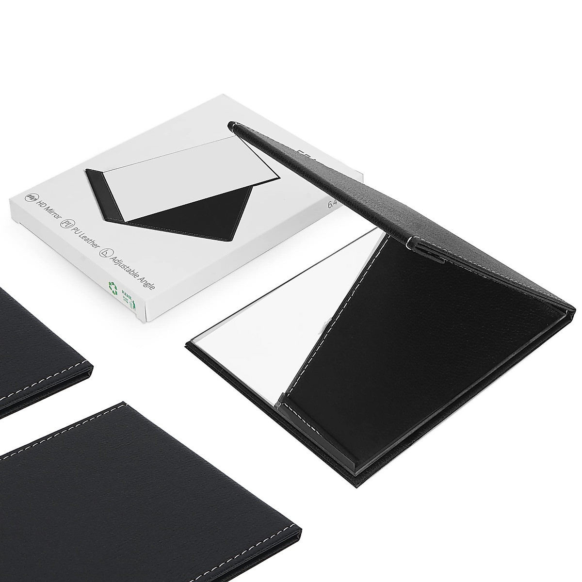 EFAILY Folding Travel Mirror, PU Portable Adjustable Rectangular Ultrathin Mirror, for Travel, Camping,Home (8.7W×6.1L)