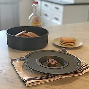 Outset Cast Iron Multi-Purpose Pot, Tortilla and Pancake Warmer, 3 Quart, Black