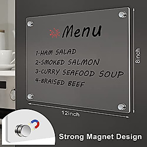 Acrylic Dry Erase Board for Refrigerator, 12x8 Inches Small Note Board for Fridge, Easy to Write and Clean Dry Erase Board for Reusable, Includes 2 Dry Erase Markers (Clear)