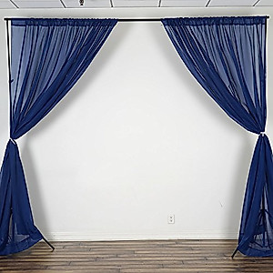 BalsaCircle 10 feet x 10 feet Navy Blue Sheer Voile Backdrop Drapes Curtains 2 Panels 5x10 ft - Wedding Ceremony Home Decorations