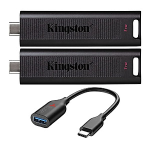 Kingston 1TB DataTraveler Max USB 3.2 Gen 2 Type-C Flash Drive (2-Pack) Bundle with Fuse USB-C OTG Cable (3 Items)