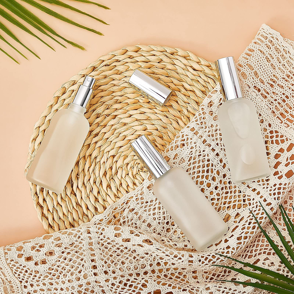 Tessco 20 Pieces Glass Spray Bottles Empty Perfume Atomizer Refillable Spray Mister Reusable Small Clear Fine Mist Sprayer Pump for Travel Body (Silver,3.4 oz)