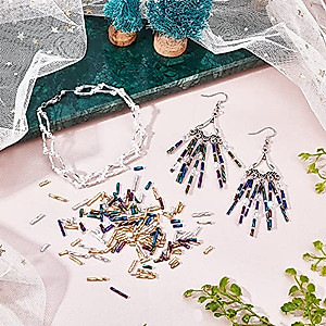 PH PandaHall 1998Pcs 9 Style Glass Bugle Beads, Twisted Bugle Beads 6/9/12mm Long Tube Seed Bead Loose Spacer Bead for Earring Bracelet Neckalce Jewelry DIY Craft Making Beading Sewing, Hole 0.5mm