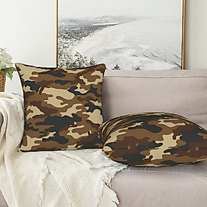 Fiokroo Military Camouflage Throw Pillow Covers Set of 2 Pillow Cushion Cases Army Style Camo Square Pillowcases for Sofa Bedroom Living Room Car, 18 X 18 Inch