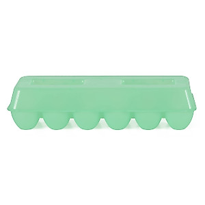 Tuff Stuff TS-ETS12 Reusable Carrier Washable Storage Container Empty Plastic Chicken Egg Carton Tray with Lid, 12 Eggs, Green