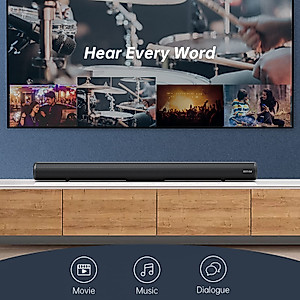 BESTISAN Sound Bar, 80 watts 33.5 inch Sound Bars for TV with Bluetooth 5.0, 3 EQs, Bass Adjustable, HDMI-ARC/Optical/Coaxial/Aux/USB Connection for Home Theater, Gaming, PC, Projectors, 2024 Version