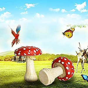 HOWFIELD Mushroom Decor Outdoor Garden Statue - Resin Miniature Figurines Fairy Garden Accessories Decor Lawn Ornaments