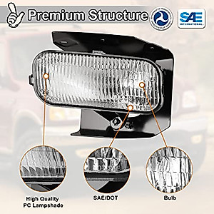 Fog Light for 99-03 Ford F-150 F150, 04 Ford F-150 F150 w/Bulb, 99-02 OEM Ford Expedition, Pair of NIXON OFFROAD Fog Lamp Replacement Clear Lens - H10 12V 42W