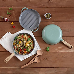 Kitchen Nonstick 11" Stir Frying Chef Pan with Bakelite Handle, Healthy Cooking Die-Cast Flat Bottem Multi Pan, Non-Stick Ceramic Coating Skillet, Induction Compatible Cookware, Made in Korea ( 28cm )