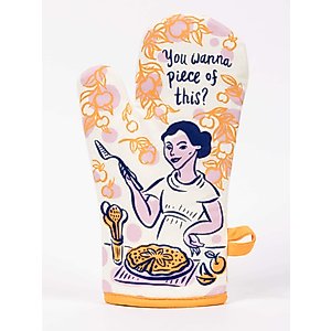 Blue Q Oven Mitt, You Wanna Piece of This? Super-Insulated Quilting, Natural-Fitting Shape, 100% Cotton