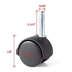 Skelang 8-Pack Grip Neck Caster, 1.5 Inches Stem Caster Wheel with Brake, Twin Wheel Replacement 5/16-Inch Stem for Furniture Cabinet, Office Chair, Kitchen Shelf, 55 Lbs Load Capacity Each