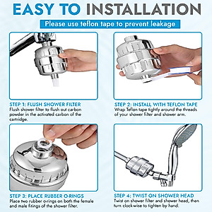 EVERGLOW High-Output Shower Filter, 100% Removes Chlorine, Moisturizes Dry Itchy Skin, Skin and Hair, Helps with Dandruff, Eczema and Vitamin C Infused and Water Softener, 4.7” - Chrome