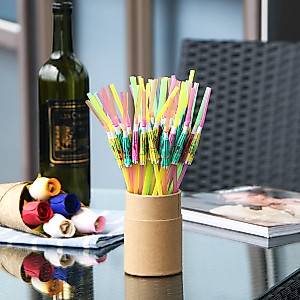 ALINK 100 Pcs Umbrella Drink Straws, Plastic Fancy Cocktail Straws, Tropical Luau Party Straws for Hawaiian/Birthday/Pool Party Decorations