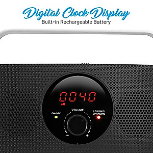 Pyle Wireless TV Listening Speaker - Hi-Fi Bedside Digital Assisted TV Amplifier for Hearing Impaired, Portable Speaker for Seniors w/Audio in, Optical in, Headphone Jack, Clock Display - PTVSP50BK
