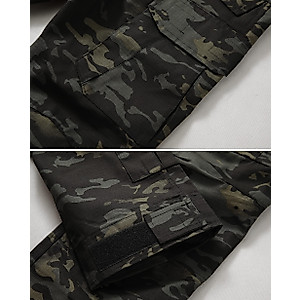 OCANXUE Men's Tactical Pants Camo Cargo Pants Ripstop Work Hiking Pants with 10 Pockets No Belt Size 38