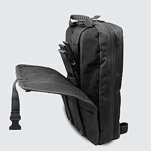MediTac Large Hawk Type Tactical Trauma Bag Feat. Hook-and-loop Fastener Bag Backpack, MOLLE Bag Rucksack Pack - Black