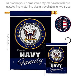 Breeze Decor Navy Proudly Family Garden Flag - Armed Forces USN Seabee United State American Military Veteran Retire Official - House Decoration Banner Small Yard Gift Double-Sided Made In USA
