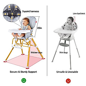 High Chairs for Babies and Toddlers, Baby High Chair, Ceurmt Baby Toddler High Chair, Convertible Highchairs with Removable Tray, Foldable | Portable, Height Adjustable, Space Saver, Easy Clean up