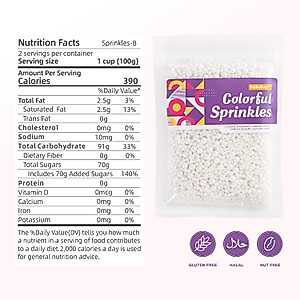 Edible Sprinkles for cake decorating, 7 ounces White Pearl Sugar Candy cupcake, cookies, ice cream toppings cake decorations for wedding shower party Anniversary