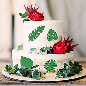 12 Pieces Tropical Leaf Cookie Cutter and Animals Cookie Cutter Hawaiian Palm Leaves Fondant Cutters Set Giraffe Elephant Lion Monkey DIY Craft Mold