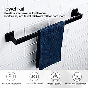 BANOLUX Bath Towel Holder Thicken 24 Inch Single Towel Bar for Bathroom, Bathroom Accessories Heavy Duty Wall Mounted, Matte Black