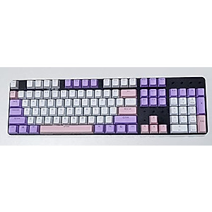 TzBBL 104 Keycaps Set | Backlit ABS Keycaps for MX Mechanical Keyboard-OEM Profile for 61 87 104 Mechanical Keyboard (104, Pink+White+Purple)