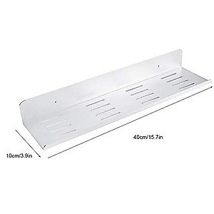 01 02 015 Storage Shelf, Drain Aluminum Floating Shelves Silver for Shower Gel for Small Items for Shavers