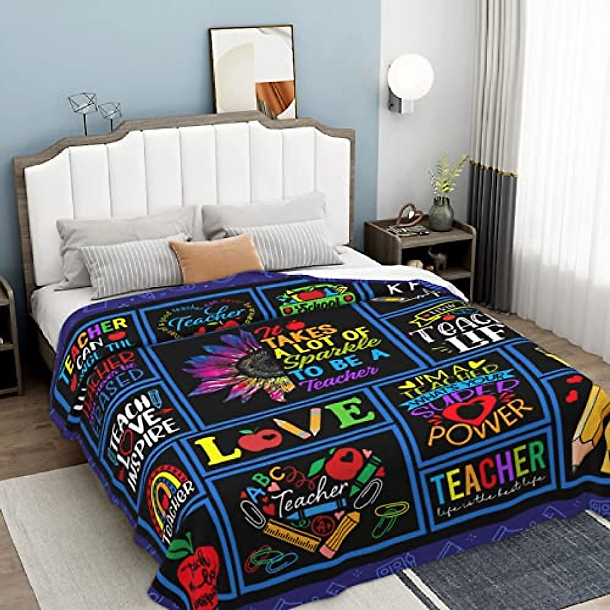 Teacher Gifts Blanket - Teacher Appreciation Gifts for Women Men - Best Teacher Retirement Birthday Gifts - Throw Blankets Gift for Teachers - Christmas Back to School Teacher's Day Gift Ideas 60x50in