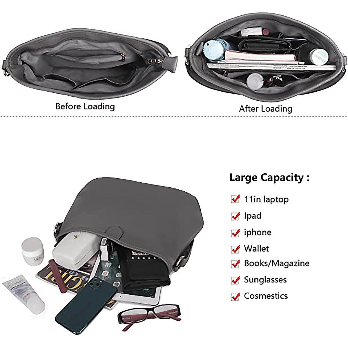 Montana West Hobo Bags for Women Purses and Handbags Classic Simple Top Handle Shoulder Satchel Bags MWC-085GY