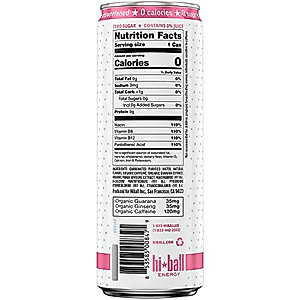 Hiball Energy Seltzer Water, Caffeinated Sparkling Water Made with Vitamin B12 and Vitamin B6, Sugar Free (4 pack of 12 Fl Oz), Watermelon Mint