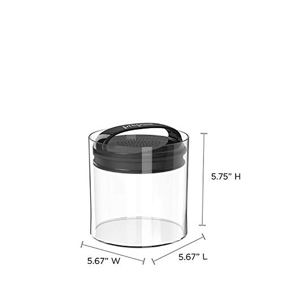 Prepara Evak Fresh Saver, Large-Short Airless Canister with Black handle, 1.8 Quart, Clear