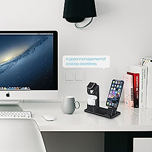 3 in 1 All Aluminum for Apple Watch Charger Stand,Airpods and iPhone Dock,Desk Charger Stand Dock Station for Apple iWatch/Airpods/iPhone/iPad/iPod, Apple Watch Charging Stand Holder (Black)