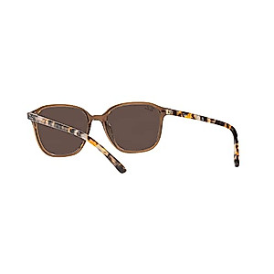 Ray-Ban RB2193F Leonard Low Bridge Fit Square Sunglasses, Transparent Brown/Light Brown Mirrored Gold, 55 mm
