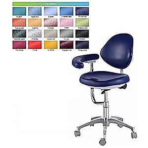 BoNew Dental Stool Assistant Stool Dental Assistant Chair with Armrest PU Leather Height Adjustable