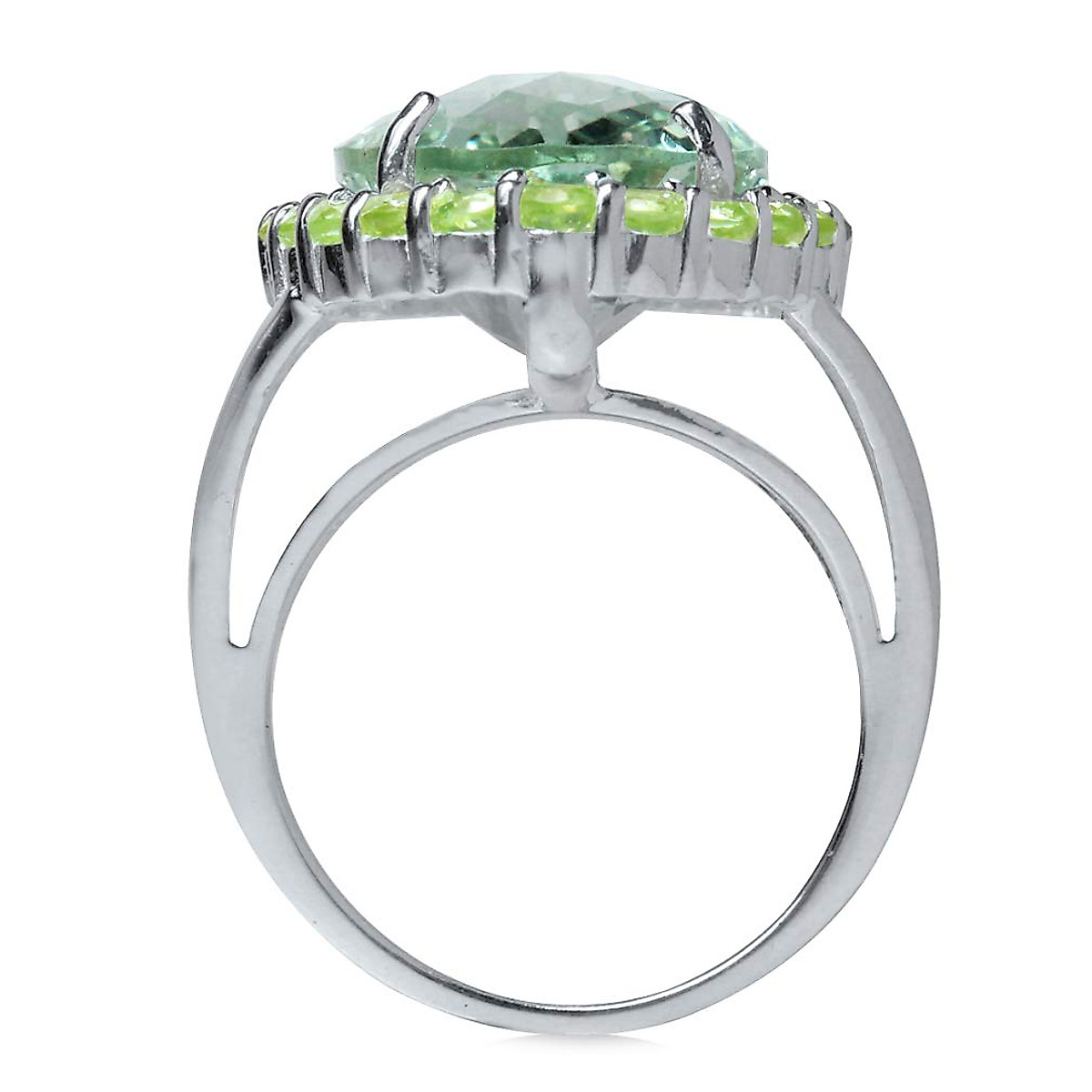 Silvershake Huge 10ct. 18X13mm Natural Green Amethyst and Peridot 925 Sterling Silver Cocktail Ring Size 7