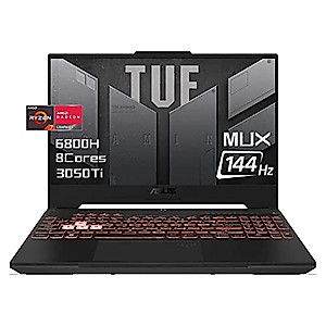 Asus 2022 Newest TUF Gaming A15 15.6'' FHD 144Hz Laptop - AMD Ryzen 7 -6800H -RTX 3050 Ti, DDR5, MUX, RGB Backlit KB, WiFi 6, Gray, Win 11, w/HDMI (32GB RAM