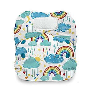 Thirsties Natural Newborn All in One Reusable Cloth Diaper, Hook & Loop Closure, Rainbow (5-14 lbs)