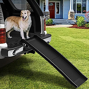 YITAHOME 61in Folding Dog Ramp for Cars with Anti-Slip Tape, Portable Pet Ramp for Large Dogs, Lightweight Resin Dog Car Ramp with Safe Raised Sides Stairs Step for SUV Truck, 150lbs Load Capacity