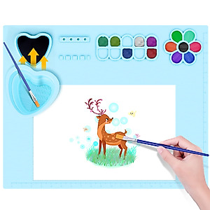 Silicone Craft Mat, Silicone Painting Mat for Resin Casting, 20"x16" Silicone Artist Mat with Cup for Painting, Craft, Watercolour, Clay and DIY