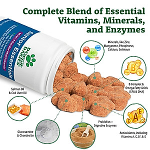 Doggie Dailies Senior Essentials Multivitamin for Dogs Soft Chews | Advanced Dog Multivitamin | Nutritional Support for Joints, Skin & Coat, Digestion, and the Immune System | Bacon Flavor | 120 Count