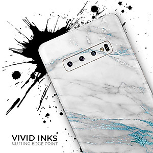 DesignSkinz Marble & Digital Blue Frosted Foil V8 2 Protective Vinyl Decal Wrap Skin Cover Compatible with The Samsung Galaxy S20 (Screen Trim & Back Glass Skin)