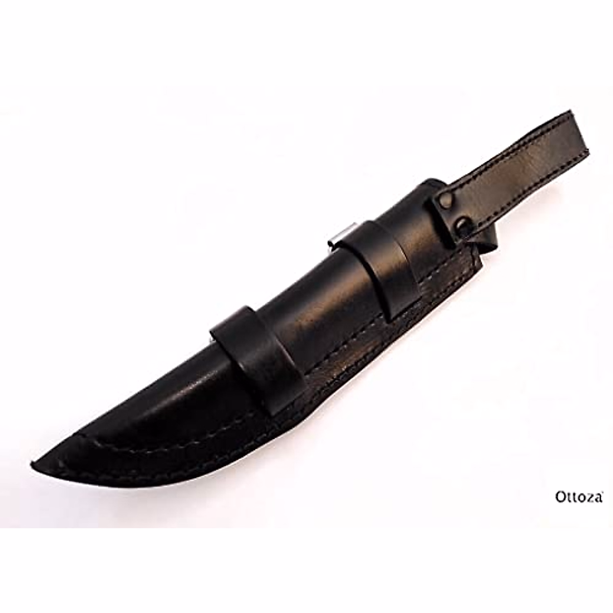 Ottoza Handmade Leather Knife Sheath SIDE DRAW Knife Sheath - Bushcraft Knife Sheath - Hunting Knife Sheath - Survival Knife Sheath - Vertical Knife Sheath Black TOP GRAIN LEATHER No:162