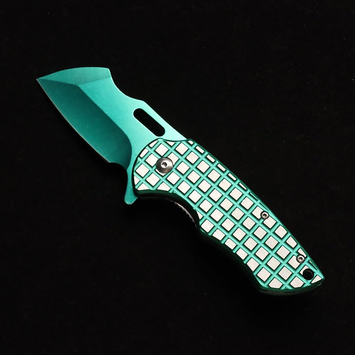 MASALONG kni215 Ultra Mini Folding Pocket Knife D2 Blade, TC4 Titanium Handle folding knife (green)